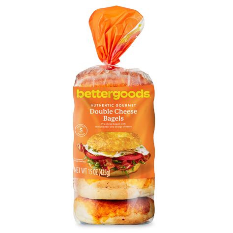 Bettergoods Double Cheese Bagels 15 Oz 5 Count With Real Cheddar And