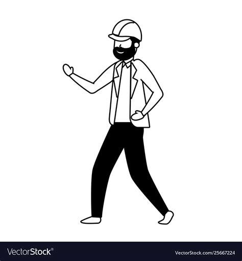 Contractor Man Worker With Helmet Royalty Free Vector Image