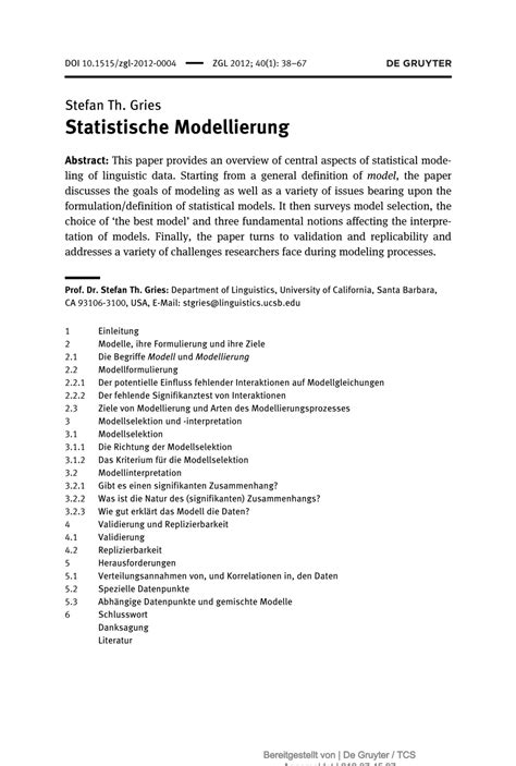 Pdf Statistical Modelling