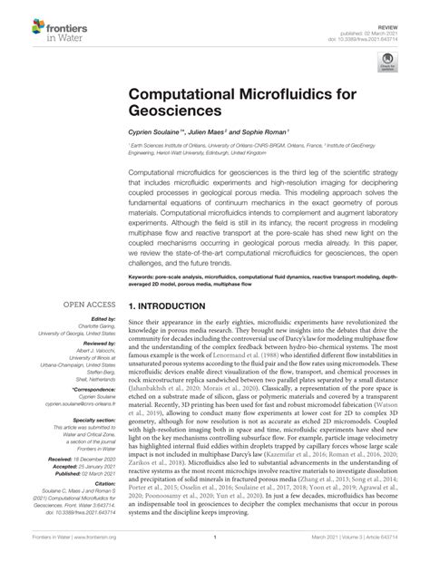 Pdf Computational Microfluidics For Geosciences