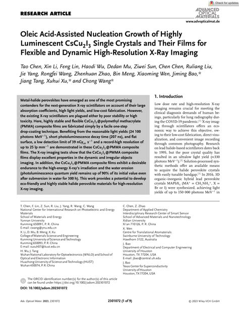 Pdf Oleic Acid‐assisted Nucleation Growth Of Highly Luminescent Cscu2i3 Single Crystals And