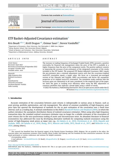 Pdf Etf Basket Adjusted Covariance Estimation
