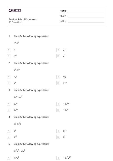 50 Product Rule Worksheets On Quizizz Free And Printable Worksheets