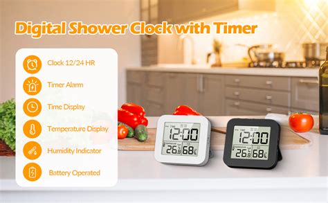 Bothyi Digital Bathroom Clock Shower Timer With Alarm