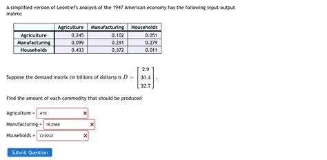 Solved A Simplified Version Of Leontiefs Analysis Of The