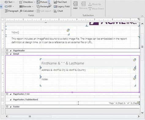 Picture Field Flexreport For Net Componentone