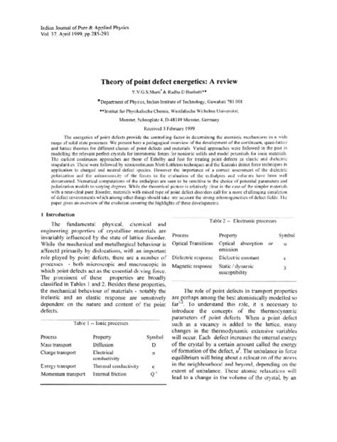 Pdf Theory Of Point Defect Energetics A Review