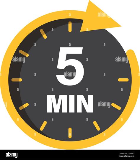 5 Minutes On Stopwatch Icon In Flat Style Clock Face Timer Vector