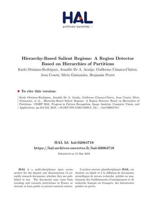 Pdf Hierarchy Based Salient Regions A Region Detector Based On Hierarchies Of Partitions