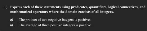Solved 9 Express Each Of These Statements Using Predicates Chegg