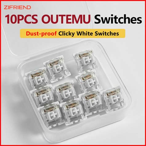 OUTEMU Switch 10PCS White Swtich 3 PIN Mechanical Keyboard Switches Clicky Switche Dust Proof