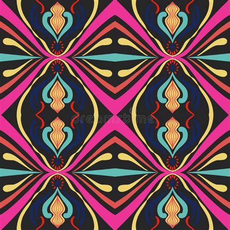 Tile Seamless Pattern Design With Colourful Motifs Background Stock Vector Illustration Of