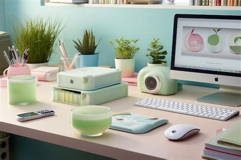 A Tidy Desk With Babe Supplies Premium AI Generated Image