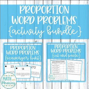 Proportion Word Problems Activity Mini Bundle No Prep Activities