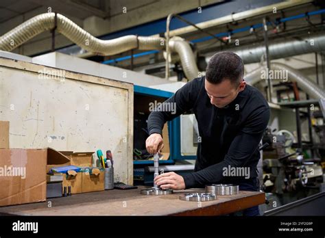 Cnc Milling Machine Creating Metal Parts In Modern Factory Stock Photo Alamy