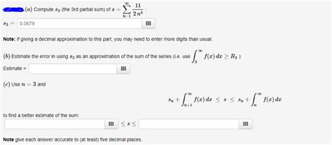 solved a ﻿compute s3 the 3rd partial sum ﻿of