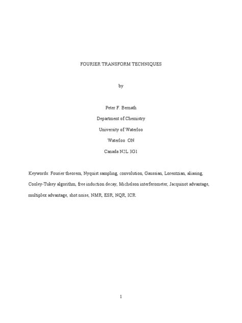 Pdf Fourier Transform Techniques Dokumen Tips