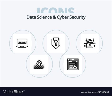 Data Science And Cyber Security Line Icon Pack 5 Vector Image