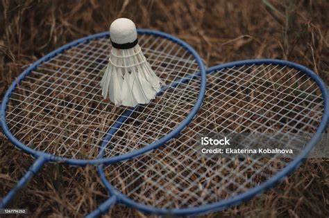 금속 배드민턴 라켓과 흰색 깃털 셔틀콕 배드민턴의 게임 취미 와 야외 레크리에이션 0명에 대한 스톡 사진 및 기타 이미지 0명 가까운 개체 그룹 Istock