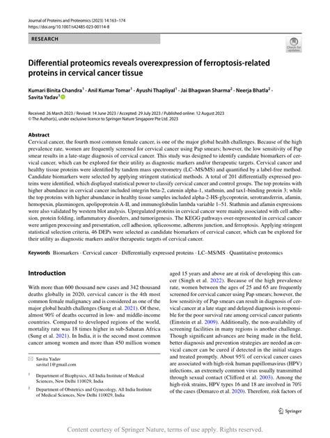 Differential Proteomics Reveals Overexpression Of Ferroptosis Related