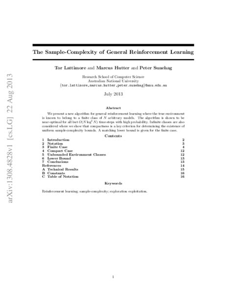 Pdf The Sample Complexity Of General Reinforcement Learning