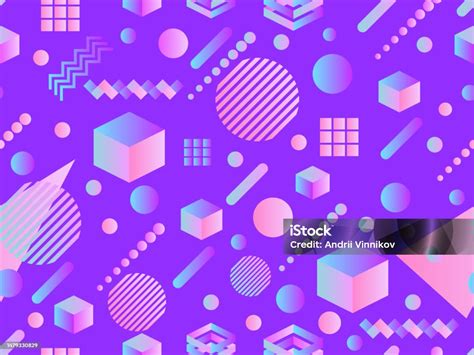 기하학적 그라데이션 셰이프가 있는 매끄러운 패턴 80 년대 스타일의 다채로운 기하학적 패턴 배너 프로모션 제품 및 포스터디자인 벡터 일러스트레이션 0명에 대한 스톡 벡터