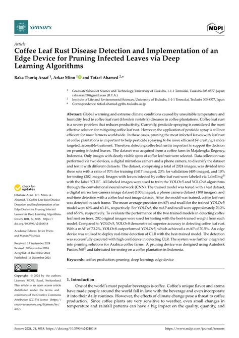 Pdf Coffee Leaf Rust Disease Detection And Implementation Of An Edge