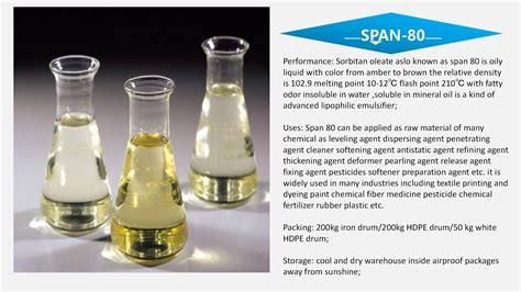Surfactant Sorbitan Fatty Acid Ester Sorbitan Monooleate Span 80 S 80 And Span80