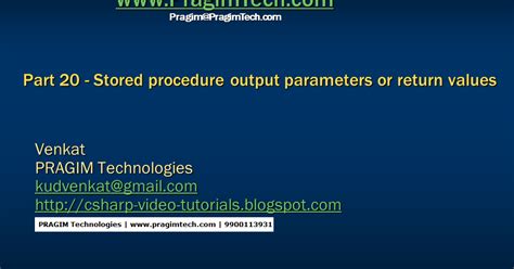 Sql Server Net And C Video Tutorial Part 20 Stored Procedure Output Parameters Or Return
