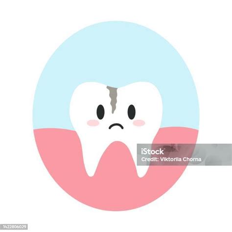 만화 플랫 스타일로 깨진 깨진 치아 불만을 품은 건강에 해로운 치아 캐릭터의 벡터 일러스트레이션 치과 치료 개념 구강 위생 가공의 인물에 대한 스톡 벡터 아트 및 기타