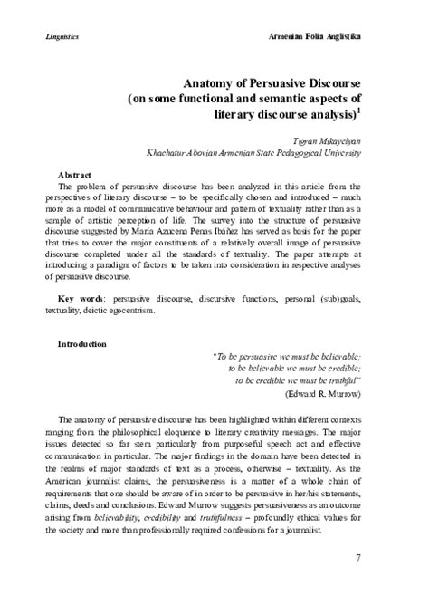 Pdf Anatomy Of Persuasive Discourse On Some Functional And Semantic