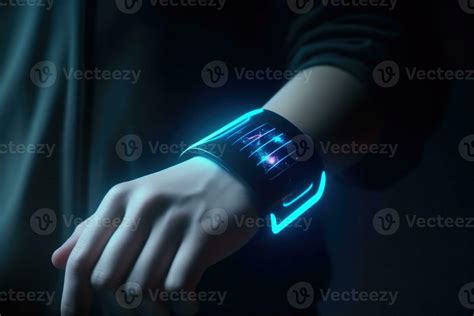 Futuristic Smart Watch On Human Hand Generqative Ai 23602093 Stock