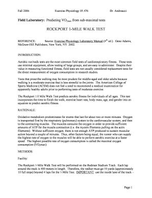 Field Laboratory Predicting VO Max From Submaximal Tests Fill And Sign Printable Template Online