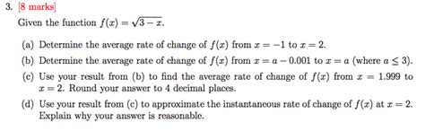solved given the function f x 3−x a determine the