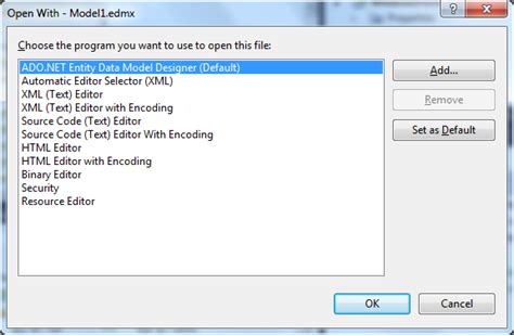 C Visual Studio 2010 Entity Framework Edmx Not Available To Edit