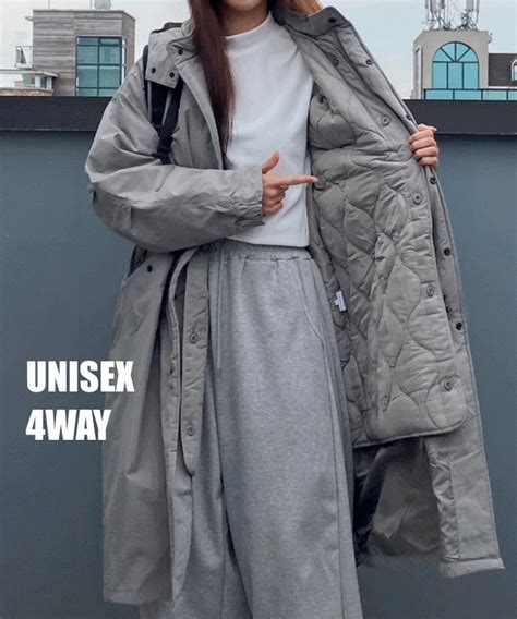 Unisex고퀄빅사이즈내피탈착 4way 내피 롱 야상 패딩 개파카 점퍼 1053 에이블리