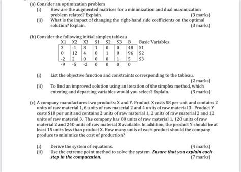 Solved A Consider An Optimization Problem 1 How Are The