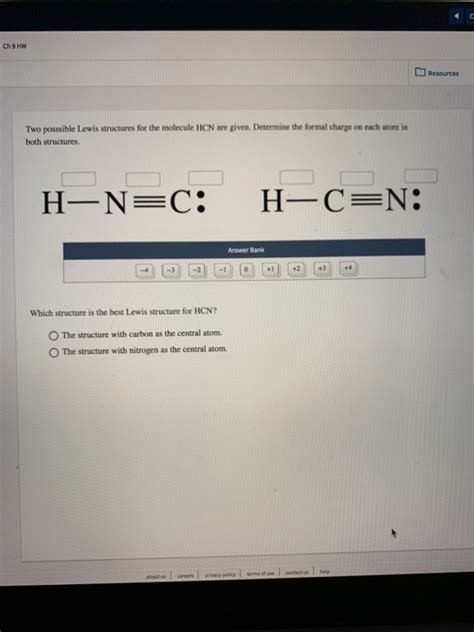 Solved Ch 9 Hw Resources Two Posssible Lewis Structures For
