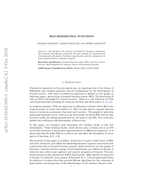 Pdf Self Referential Functions