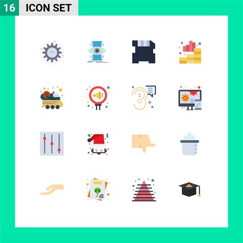 Editable Vector Line Pack Of 16 Simple Flat Colors Of Space Graph Optimize Chart Analytics