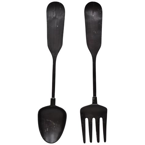 Pottery Barn Large Fork And Spoon Metal Cast Aluminum Wall Art Decor At