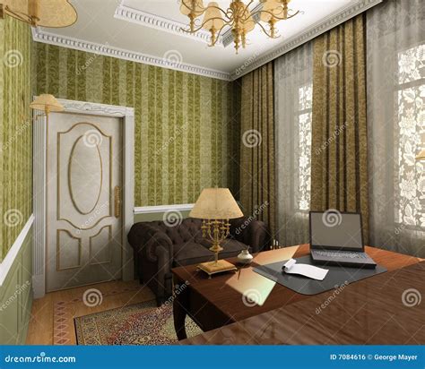 Classic Interior 3d Render Stock Illustration Illustration Of Laptop