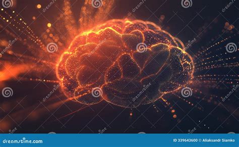 Advanced Ai Algorithm Visualized As A Glowing Digital Brain With Neural Connections Stock