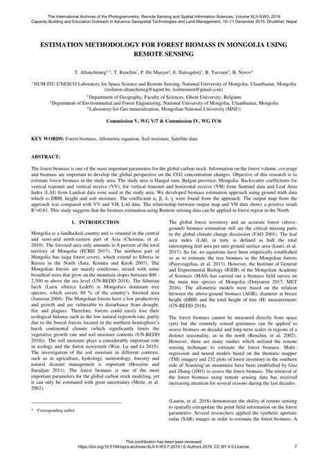 Pdf Estimation Methodology For Forest Biomass In Mongolia Using