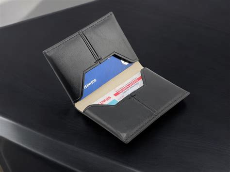 Slim Bifold Card Holder Genuine Leather Men Card Holder With 2 Slots