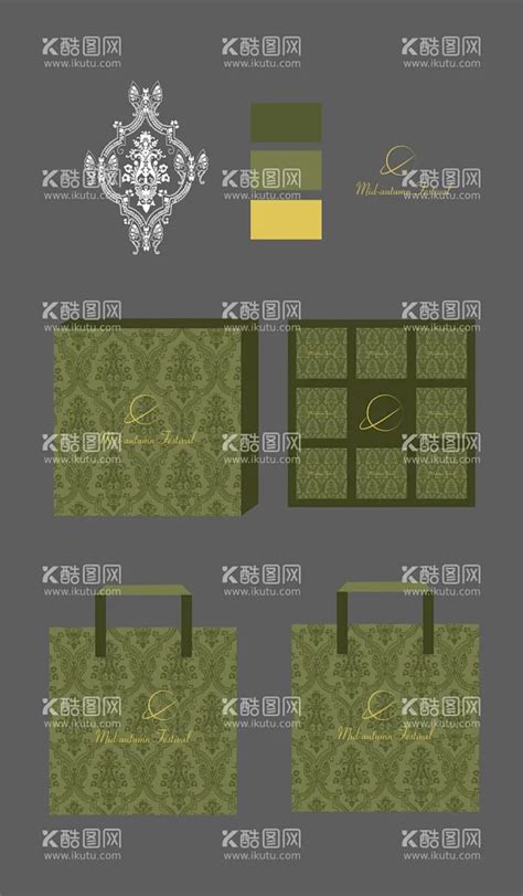 中秋礼盒设计 源文件下载【酷图网】礼盒设计手提袋中国传统节日中秋复古花纹 花瓣网