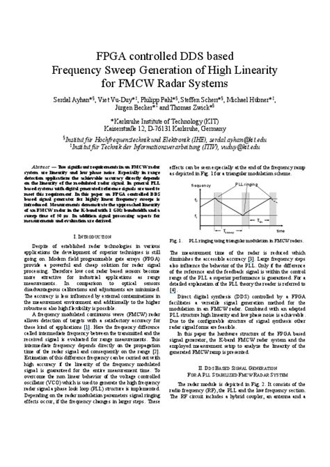 Pdf Fpga Controlled Dds Based Frequency Sweep Generation Of High