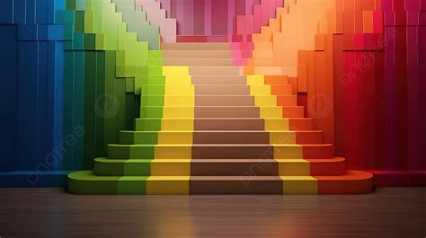 3d 렌더링에서 무지개 색 계단 벽 배경 3d 방 빈방 빈 공간 배경 일러스트 및 사진 무료 다운로드 Pngtree