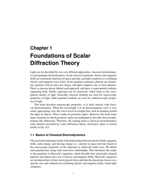 Foundations Of Scalar Diffraction Theory