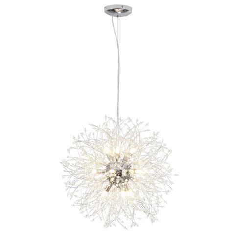 Adsensty 12 Light Dimmable Chrome Modern Crystal Dandelion Firework